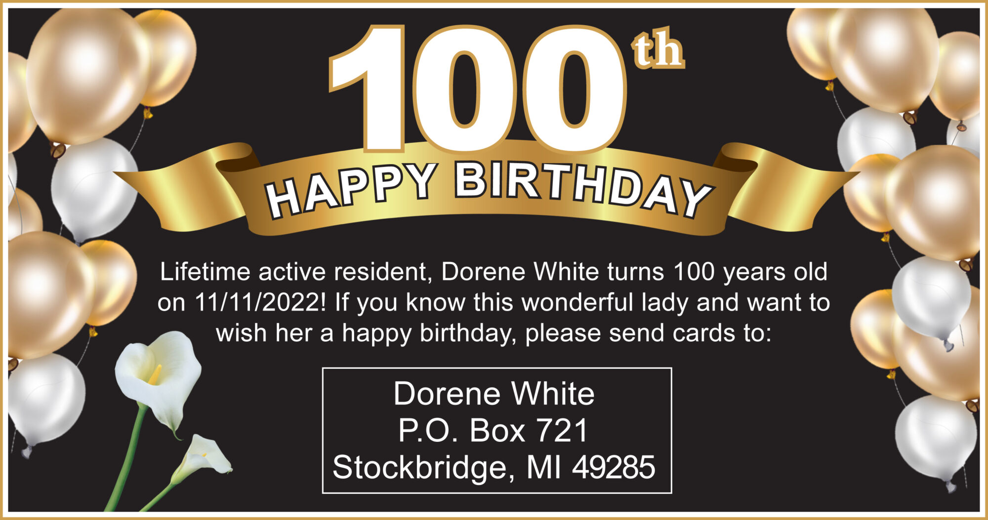 Dorene White will celebrate her 100th birthday, November 11 – Stockbridge Community News