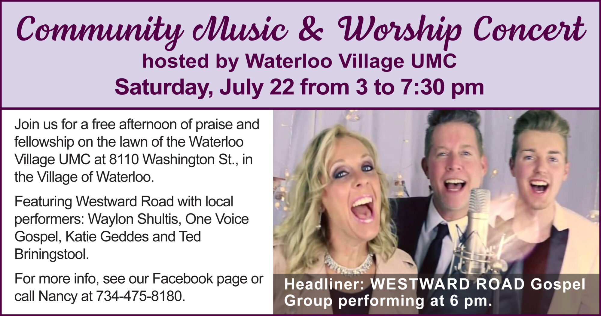 Waterloo Village UMC hosts a free Community Music & Worship Concert ...
